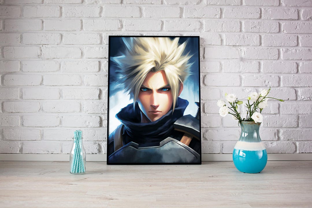 Cloud Strife Portrait Print, Final Fantasy Wall Art, Gaming Wall Art ...