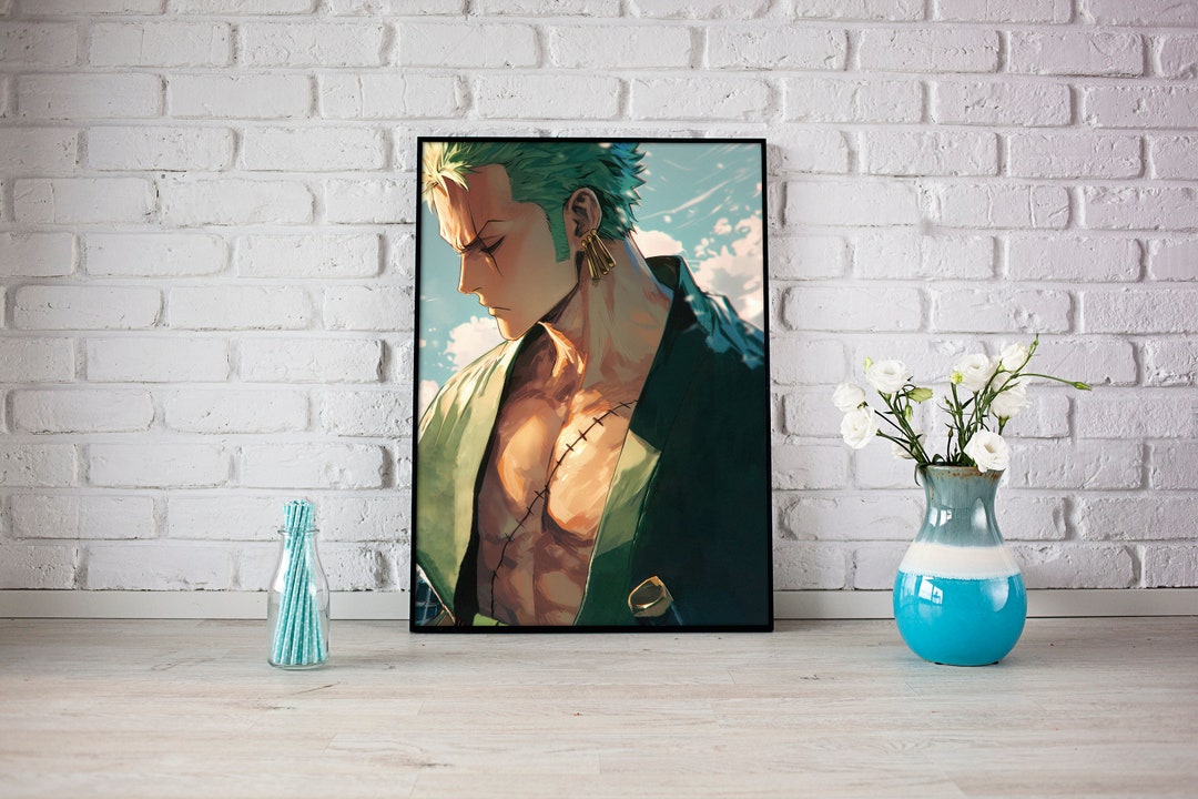 Roronoa Zoro Portrait Print, One Piece Wall Art, Anime Wall Art, Manga ...