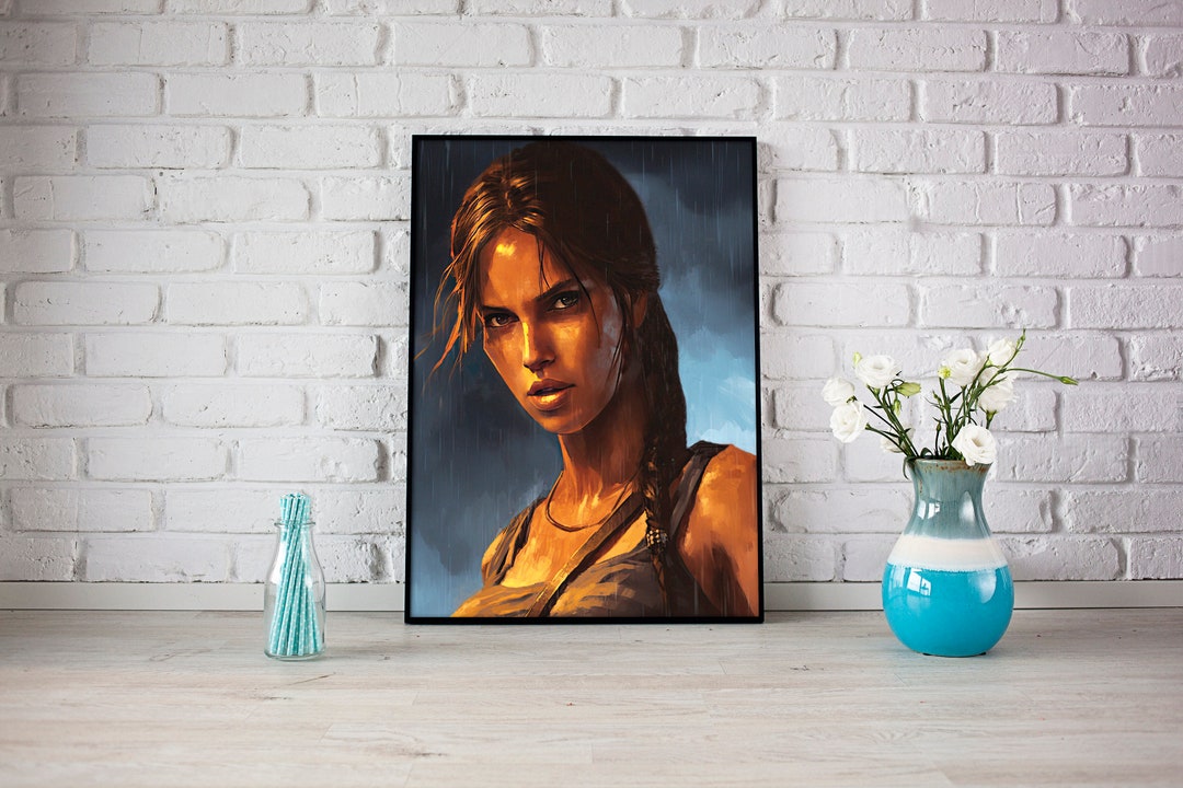 Lara Croft Portrait Print, Tomb Raider Wall Art, Gaming Wall Art, Movie ...