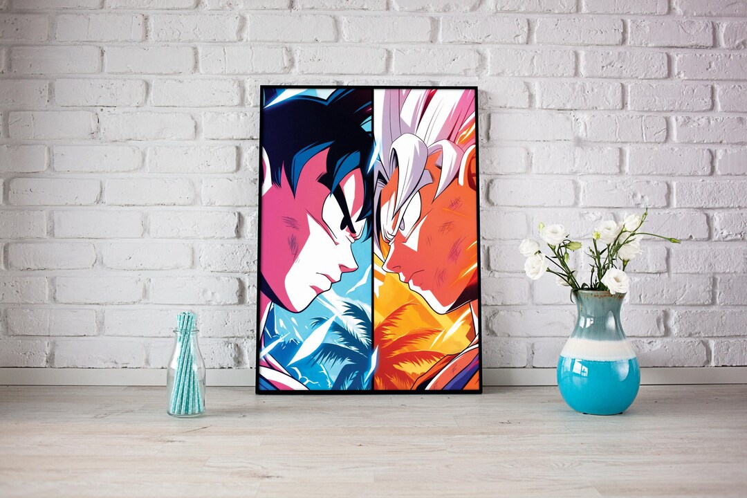 Son Goku Portrait Print, Dragonball Wall Art, Anime Wall Art, Manga ...