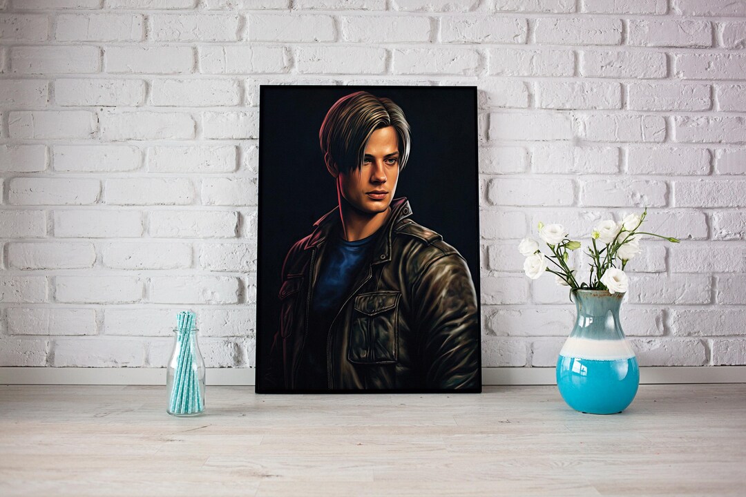 Leon S. Kennedy Portrait Print, Resident Evil Movie Wall Art, Gaming ...