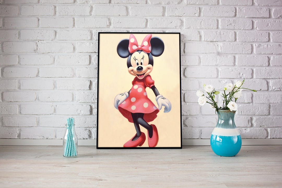 Minnie Mouse Portrait Print, Cartoon Wall Art, Kids Wall Art, Printable ...