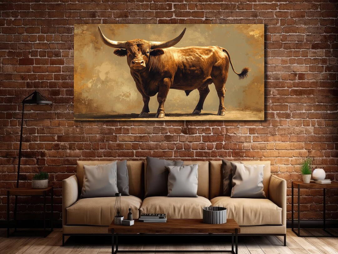 Bull Canvas Art, Animals Wall Decor, Bull Abstract Print Canvas, Ready ...