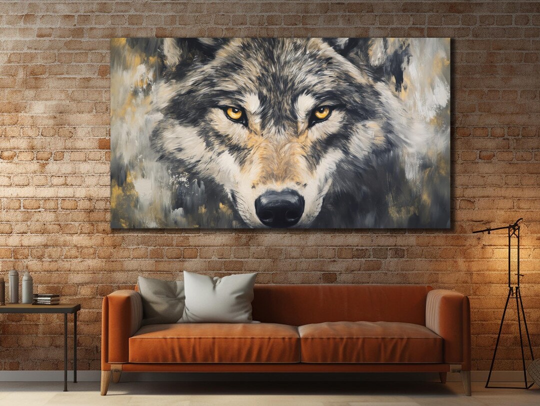 Native Wolf Canvas Print, Wolf Wall Decor, Large Wolf Wall Art, Wolf ...