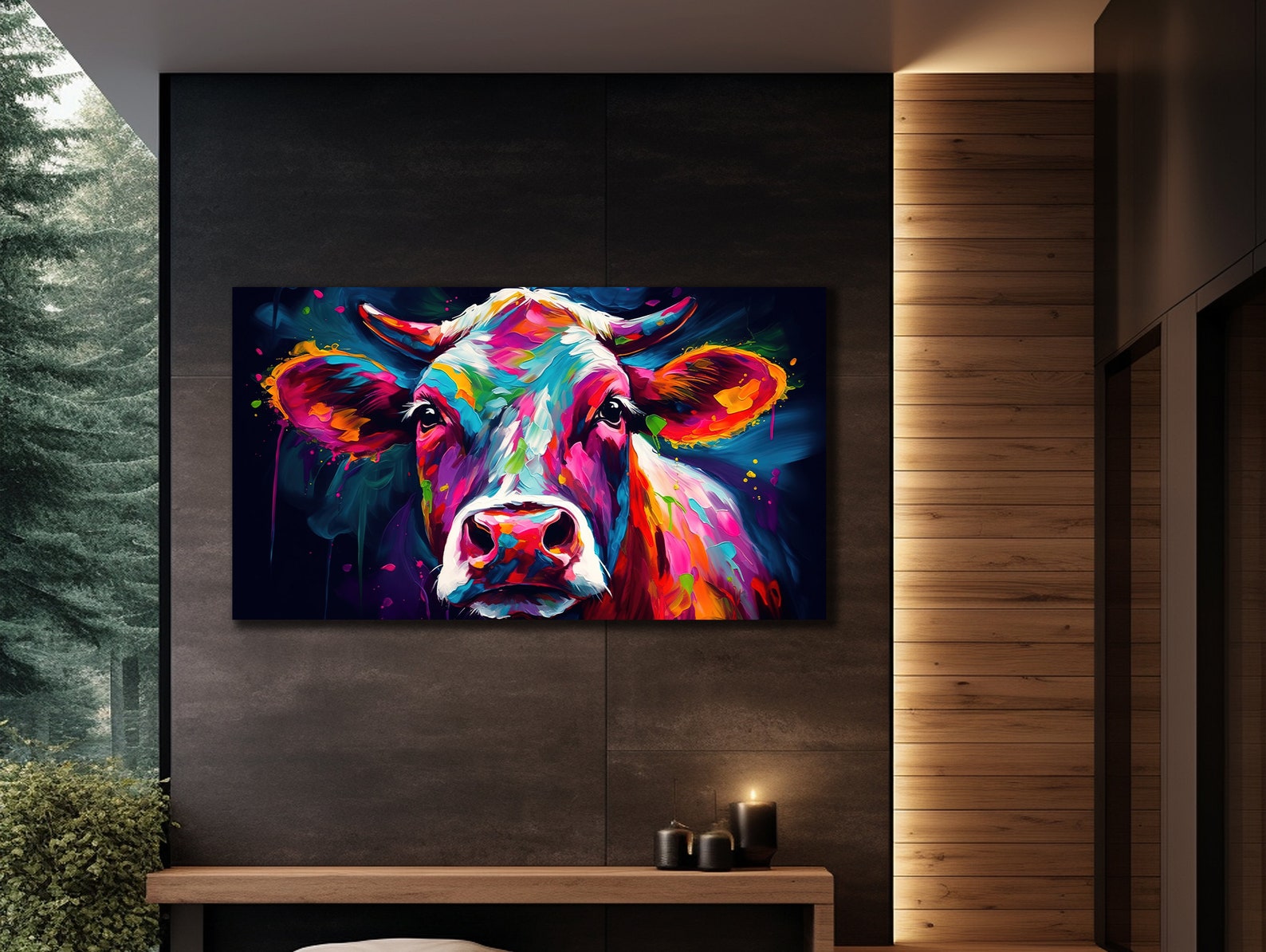 Colorful Cow Canvas Art: Modern Farmhouse Wall Decor - Etsy
