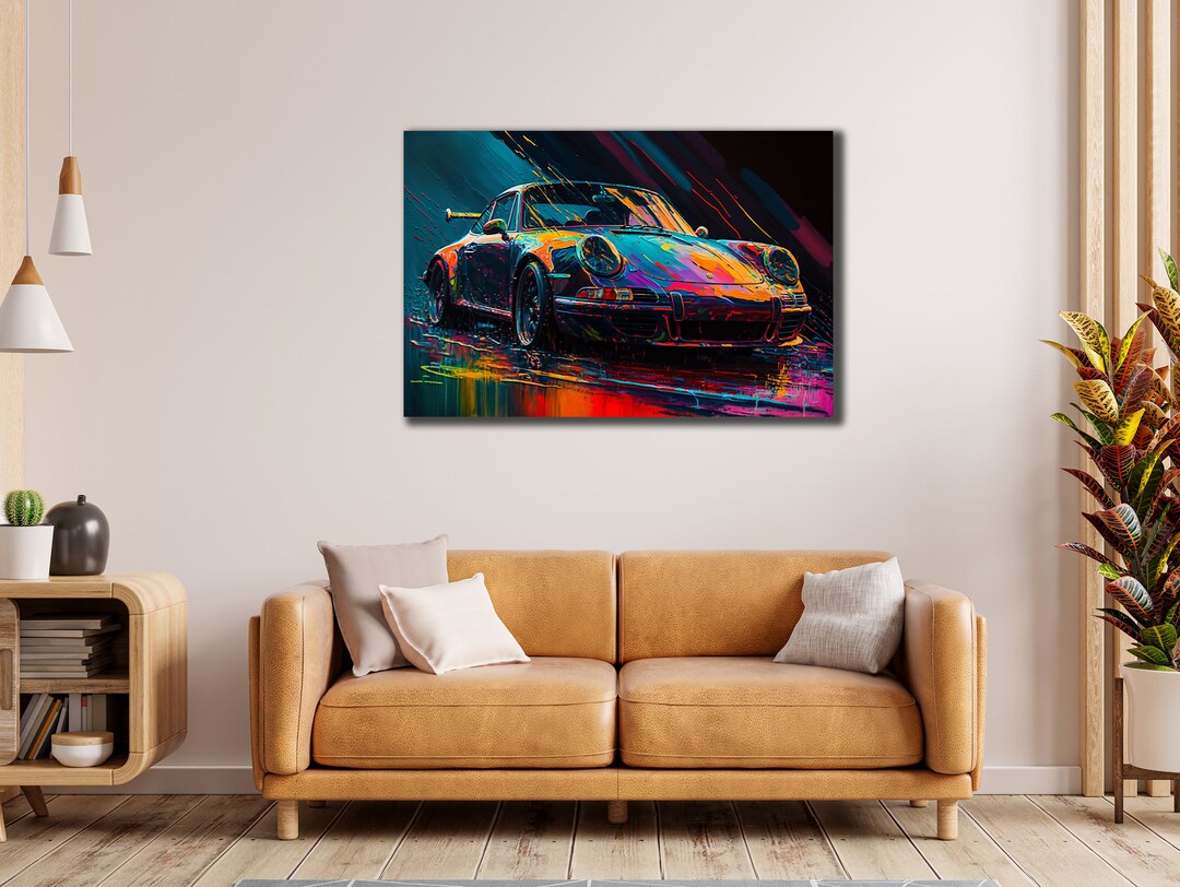 Colorful Sports Car Wall Print, Sport Car Canvas, Car Wall Decor ...