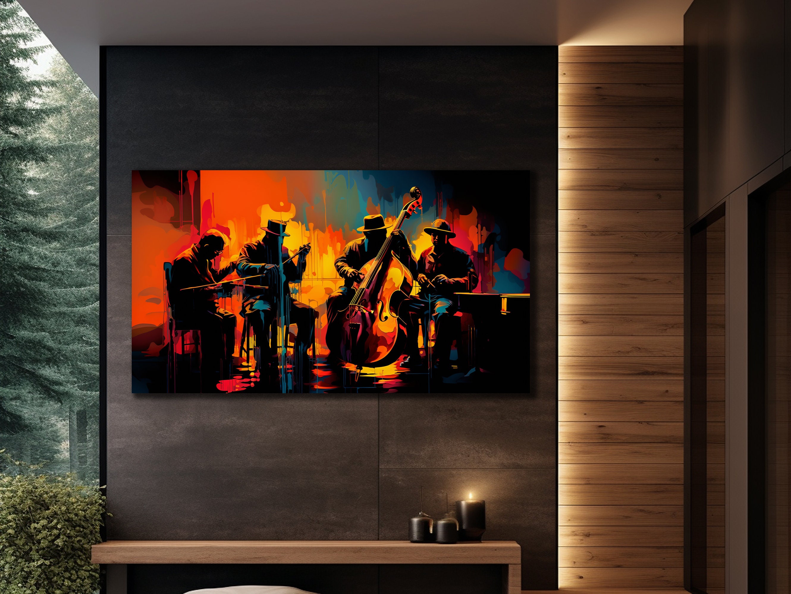 Jazz Band Wall Art, Colourful Music Wall Decor, Home & Office ...