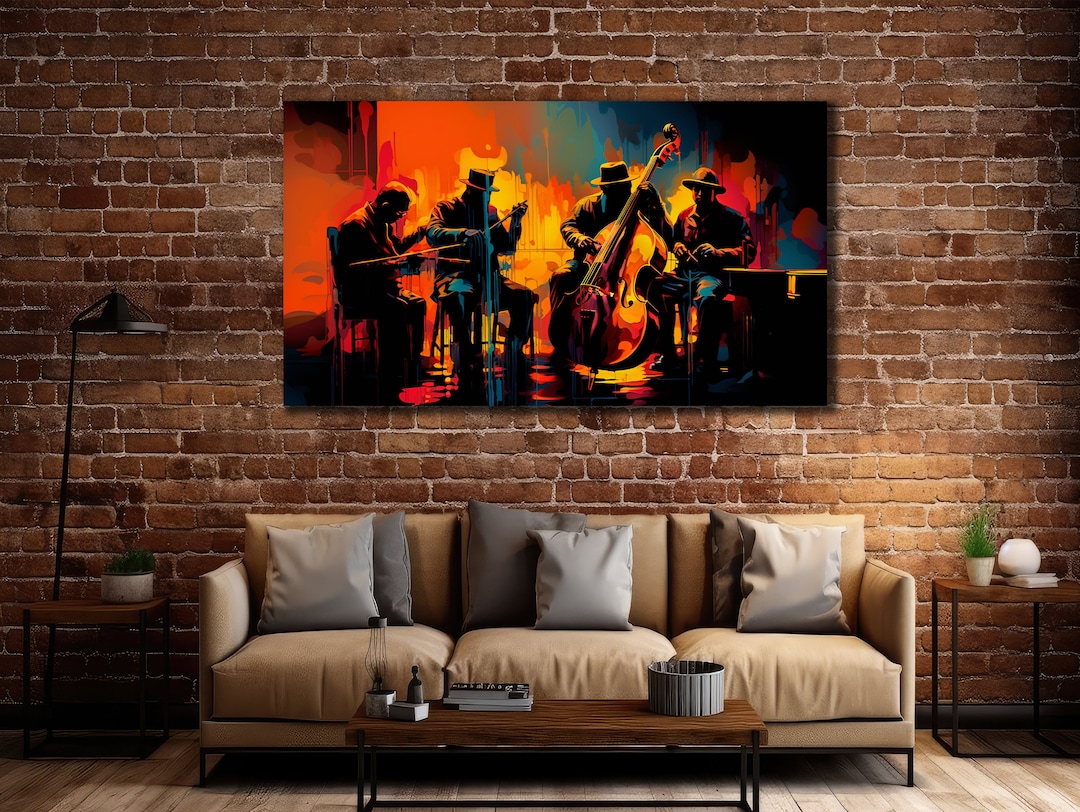 Jazz Band Wall Art, Colourful Music Wall Decor, Home & Office ...