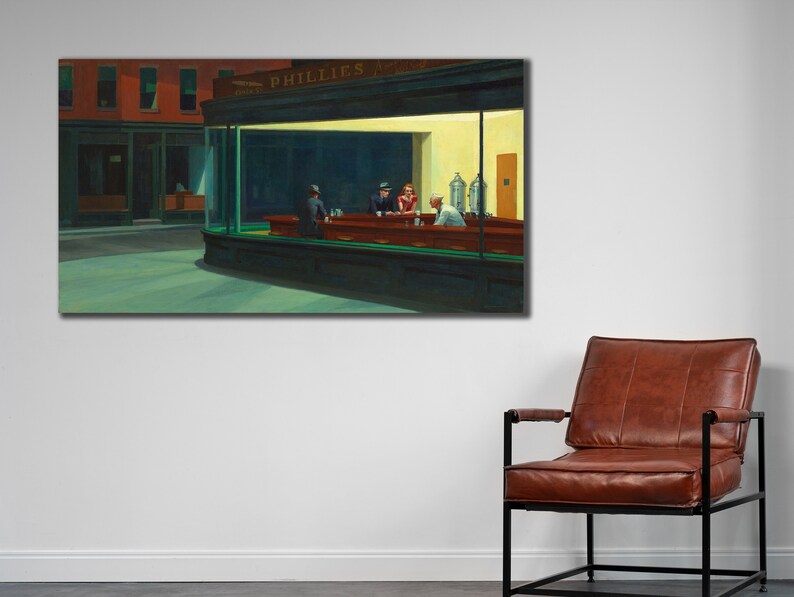 Edward Hopper Nighthawks Wall Decor, Exhibition Canvas Print Art, Home ...