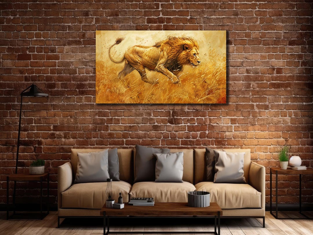 Lion Painting on Canvas, Lion Wall Art, Lion Wall Decor, Large Wall ...
