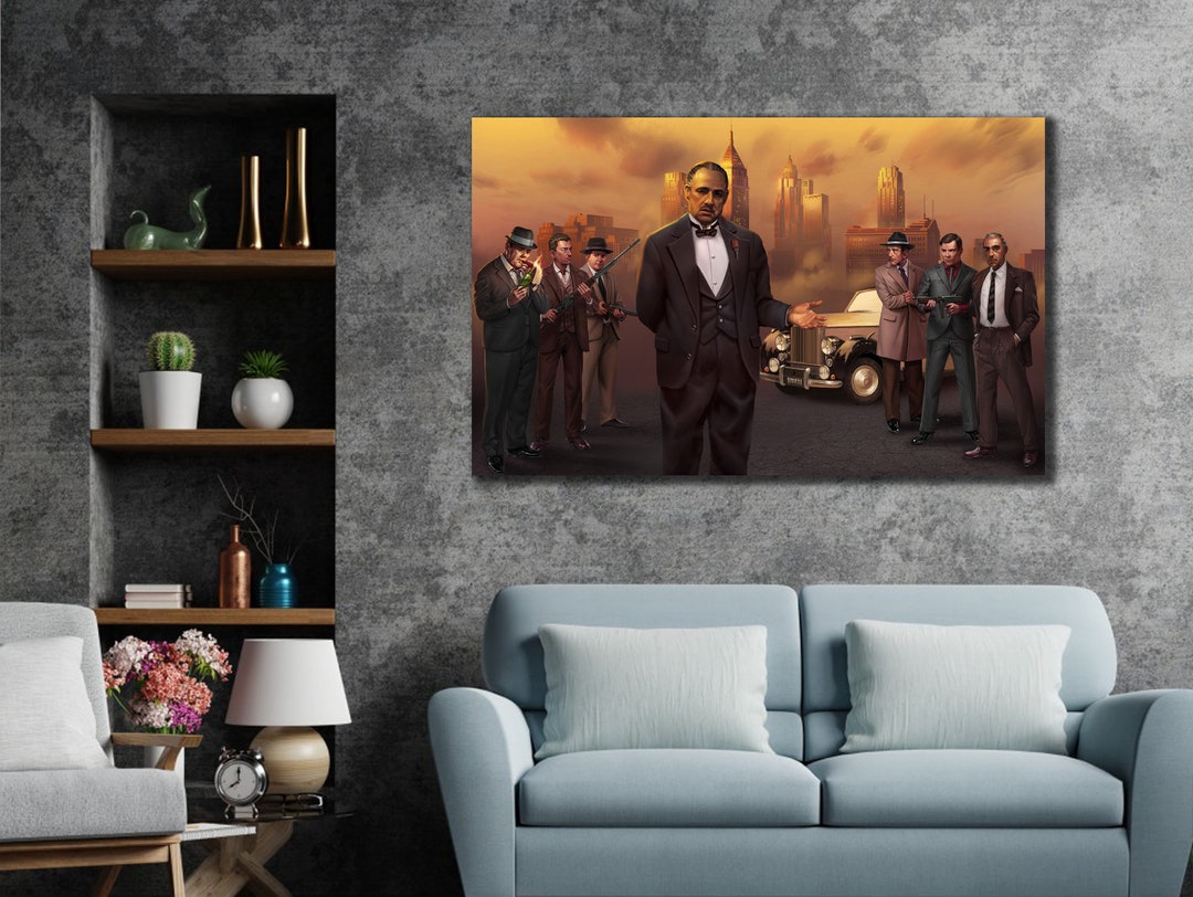 Gangsters Print on Canvas, Famous Gangster Wall Decor, Vito Corleone ...