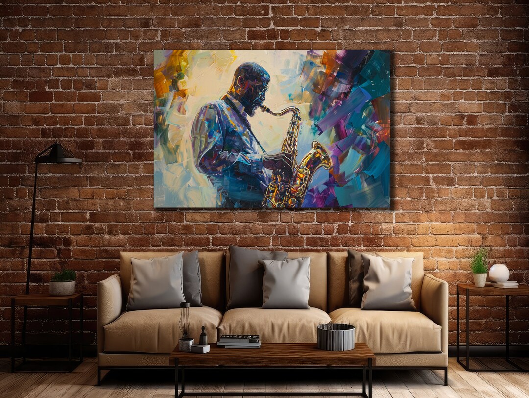Saxophone Wall Art, Instrument Canvas, Man Playing Saxophone Print ...