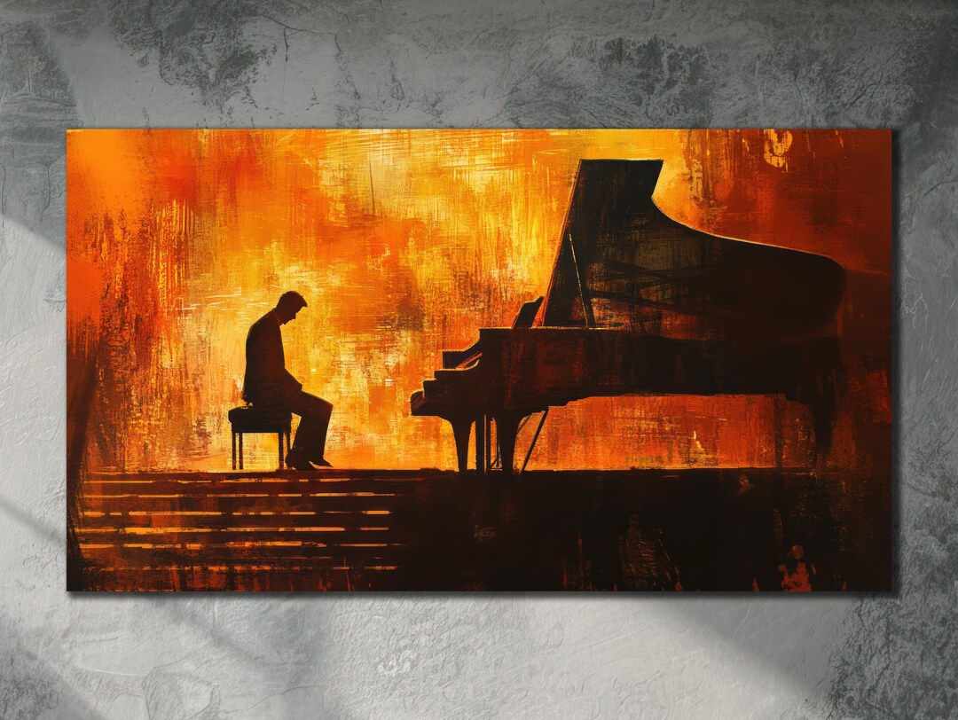 Pianist Wall Art, Musicians Painting on Canvas, Piano Canvas Art, Music ...