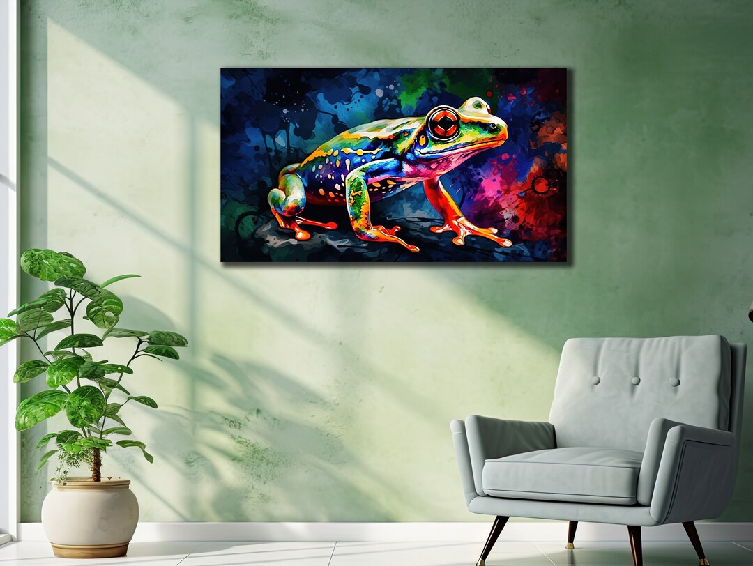 Colorful Frog Canvas, Graffiti Frog Wall Art, Unique Gift for Frog ...