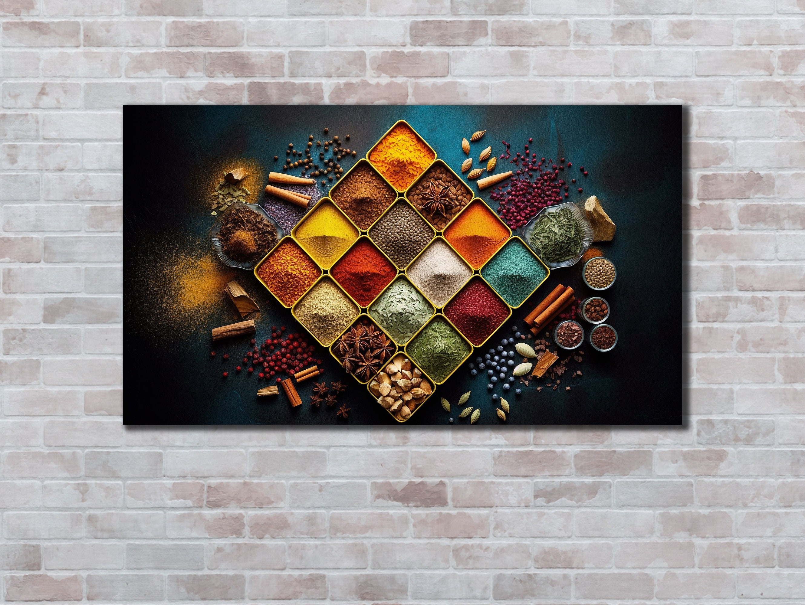 Spices Canvas Print, Spices Kitchen Wall Decor, Colorful Spices Artwork ...