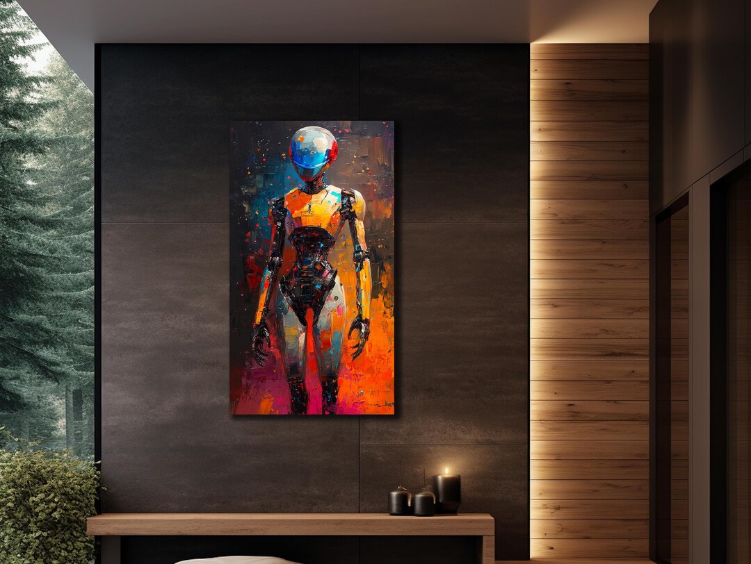 Robot Canvas Wall Art, Painting on Canvas, Futuristic Canvas Art, Gift ...