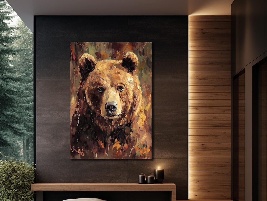 Brown Bear Canvas Print: Animal Wall Art, Ready to Hang - Etsy