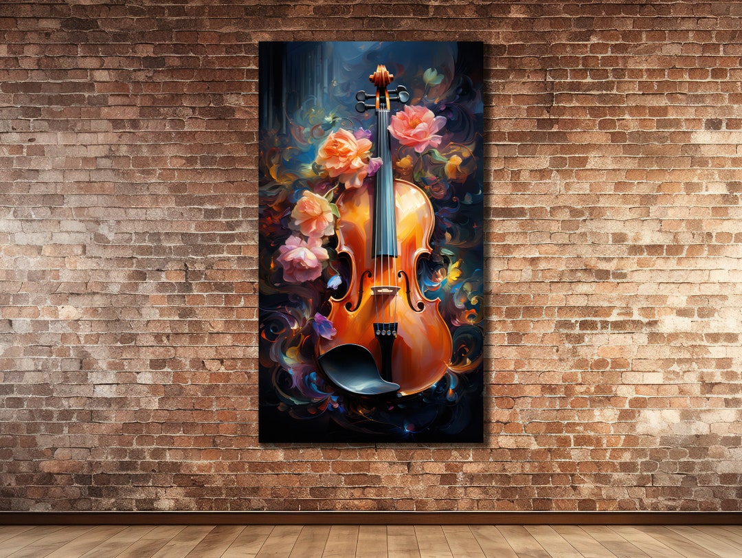 Violin Canvas Wall Art, Color Violin Wall Decor, Music Canvas Print ...