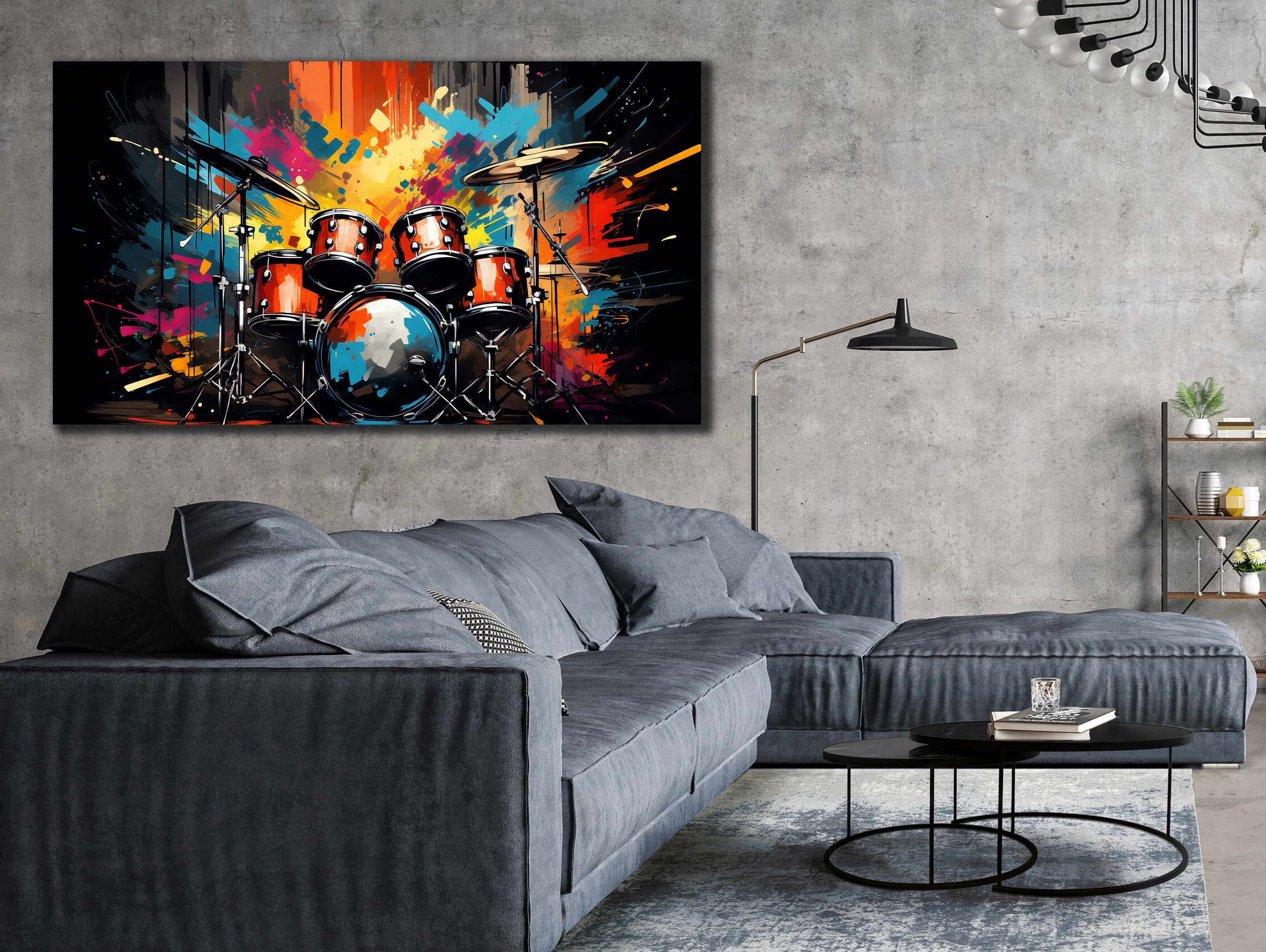 Drums Wall Decor, Graffiti Drums Canvas, Musical Instrument Poster, Drums Artwork, Drummer Gift ...