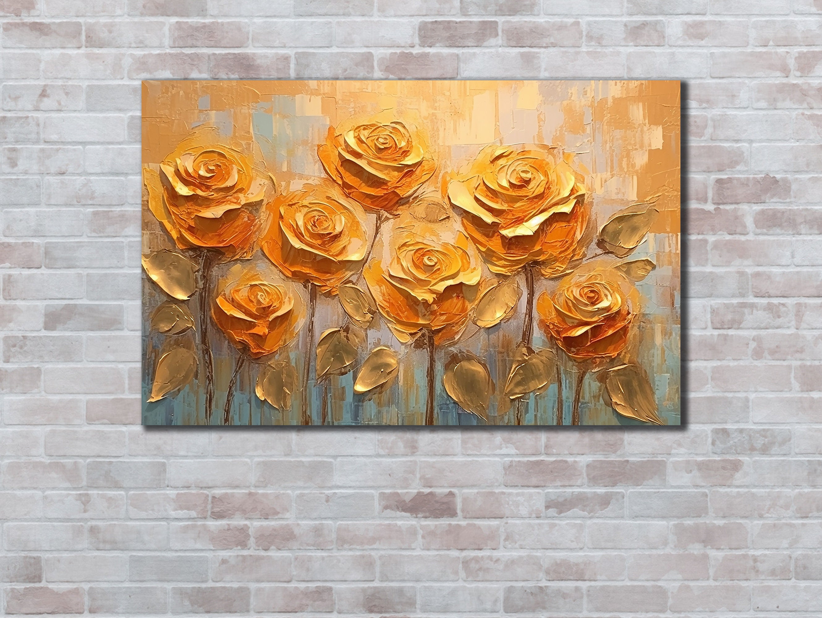 Rose Print Wall Art, Rose Flower Canvas Print, Gold Rose Wall Art, Home ...
