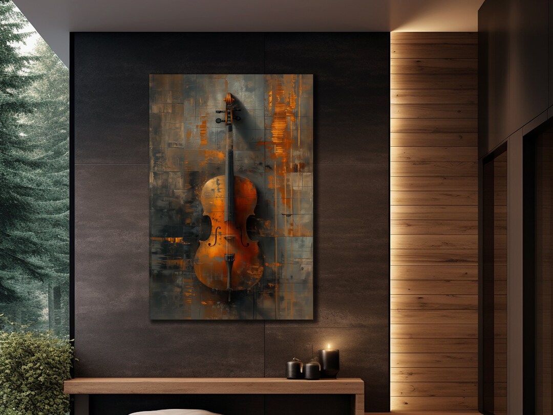 Violin Canvas Wall Art, Brown Violin Wall Decor, Music Canvas Print ...