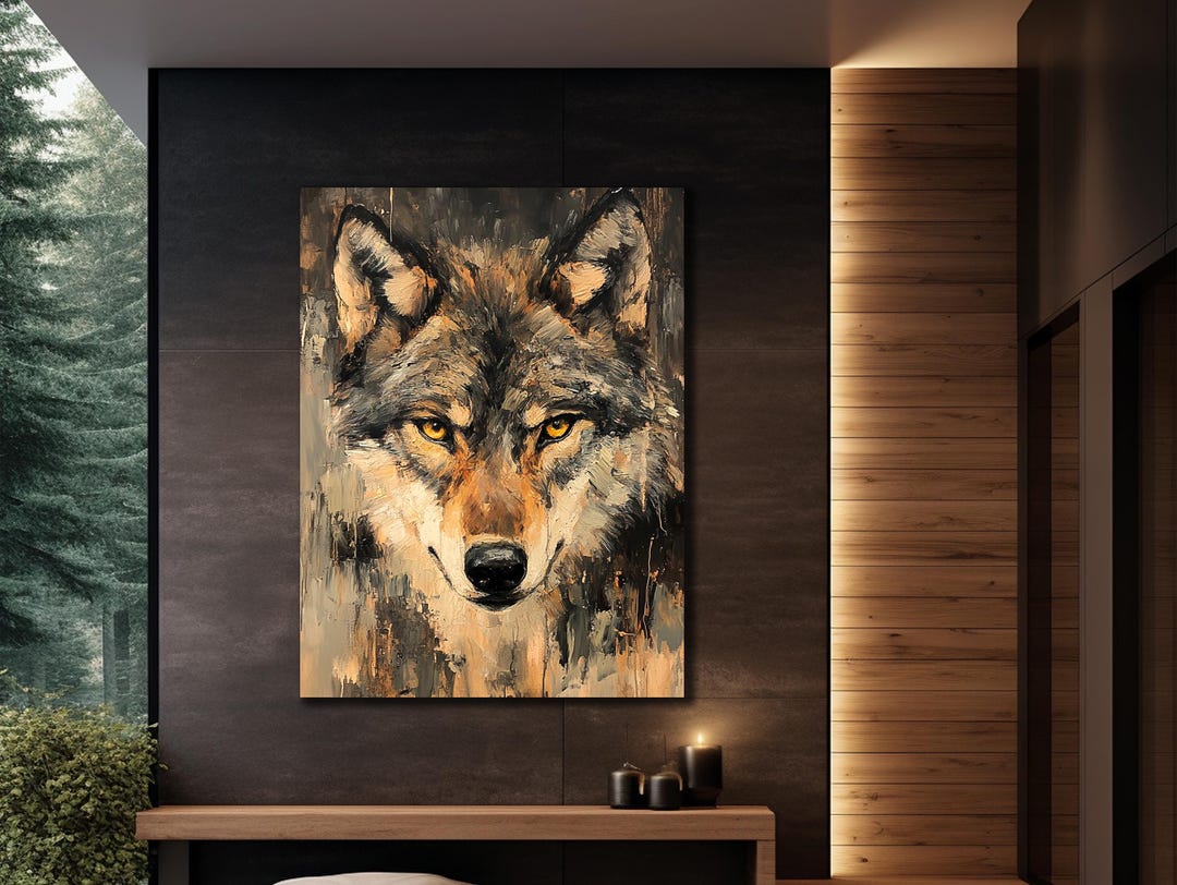 Native Wolf Canvas Print, Wolf Wall Decor, Large Wolf Wall Art ...