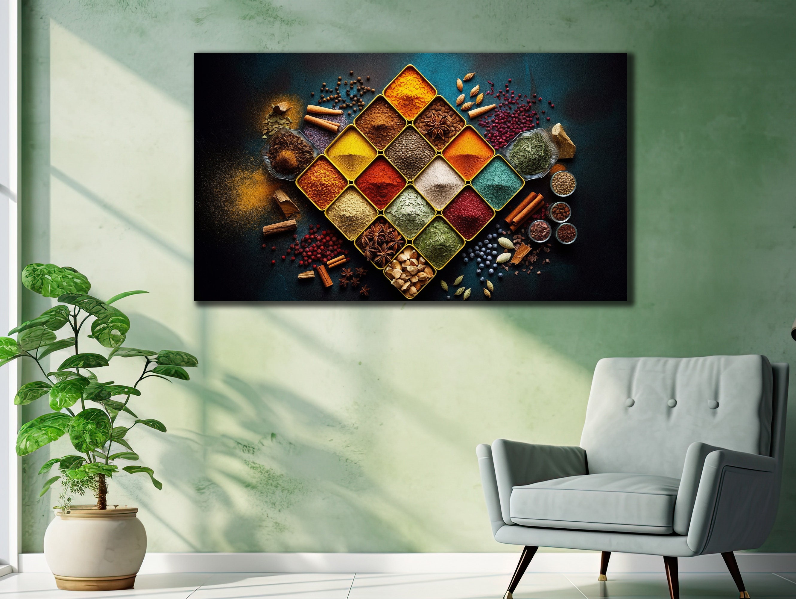 Spices Canvas Print, Spices Kitchen Wall Decor, Colorful Spices Artwork ...