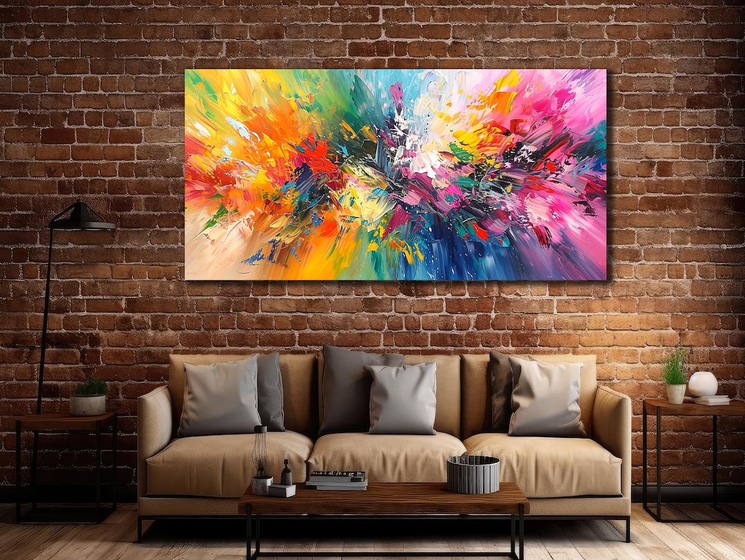 Abstract Rainbow Painting: Colorful Canvas Wall Art - Etsy