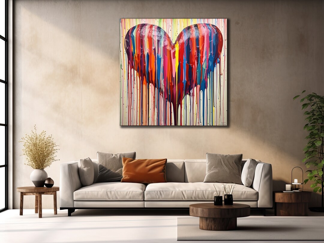 Color Love Heart Canvas Print, Heart Street Art Canvas, Graffiti Heart ...