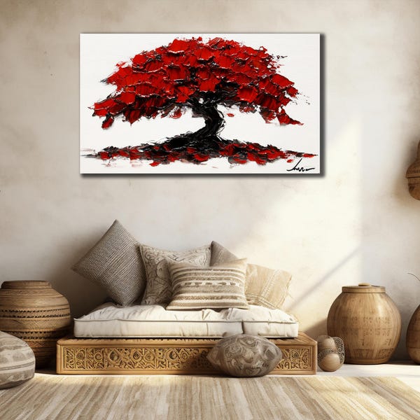 Red Tree Painting - Etsy