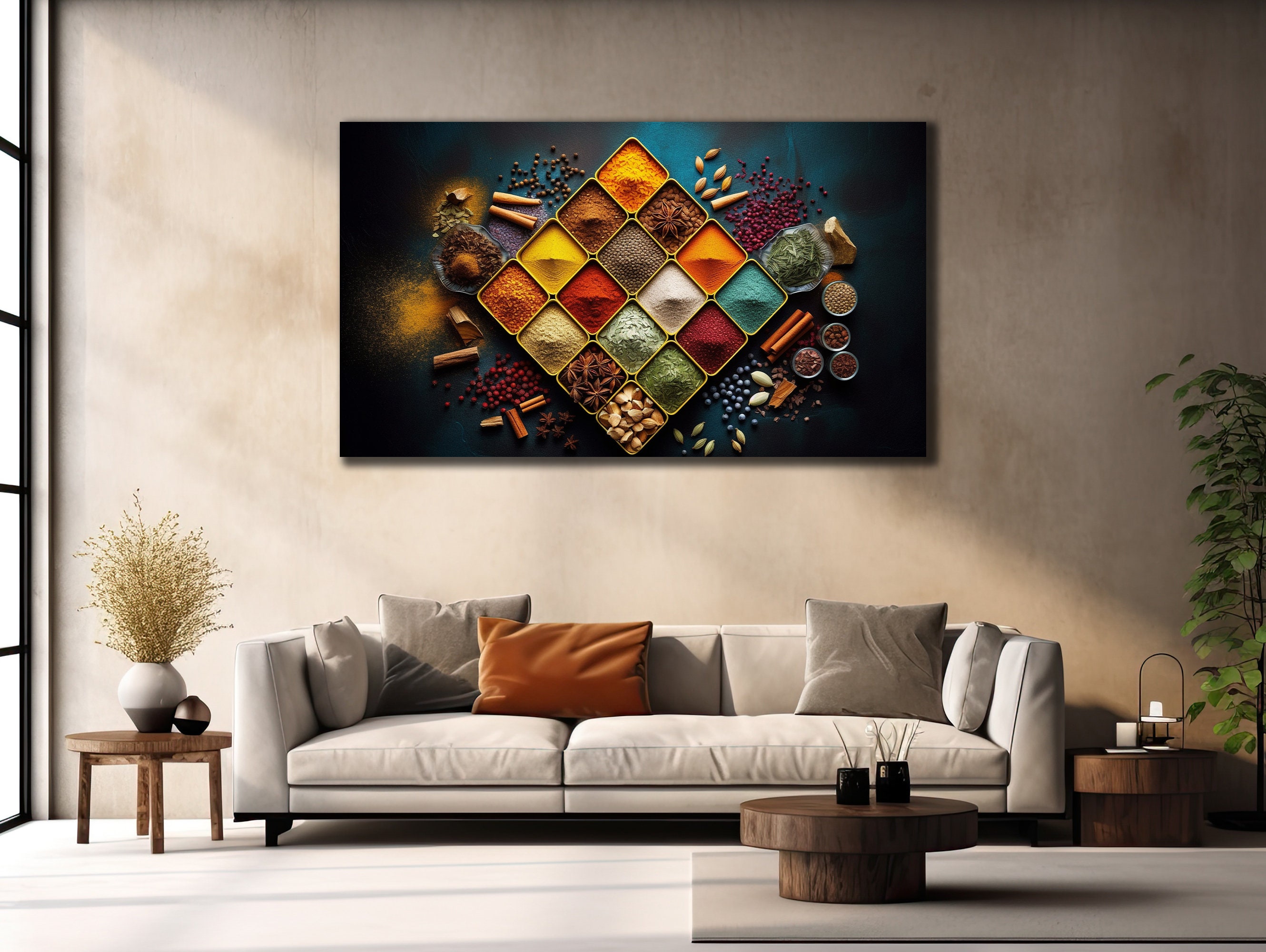 Spices Canvas Print, Spices Kitchen Wall Decor, Colorful Spices Artwork ...