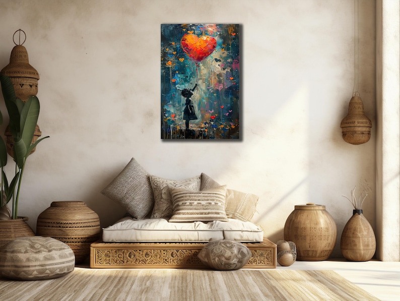 Banksy Child With Heart Balloon Canvas Art Print - Etsy