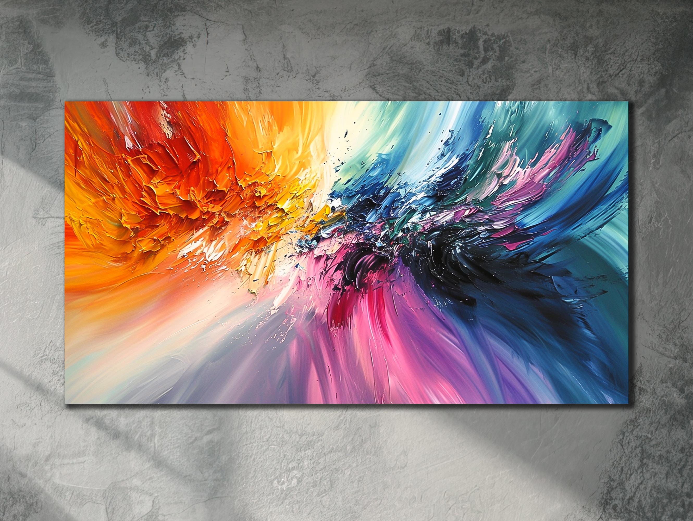 Colorful Wall Art, Rainbow Wall Art, Colorful Print, Abstract Painting ...