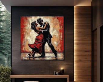 Tango Best Dancer Couple Canvas Wall Art, Oil Painting Dance Print ...