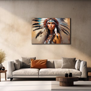 American Indian Woman Canvas, Native American Wall Art, Ethnic Prints ...