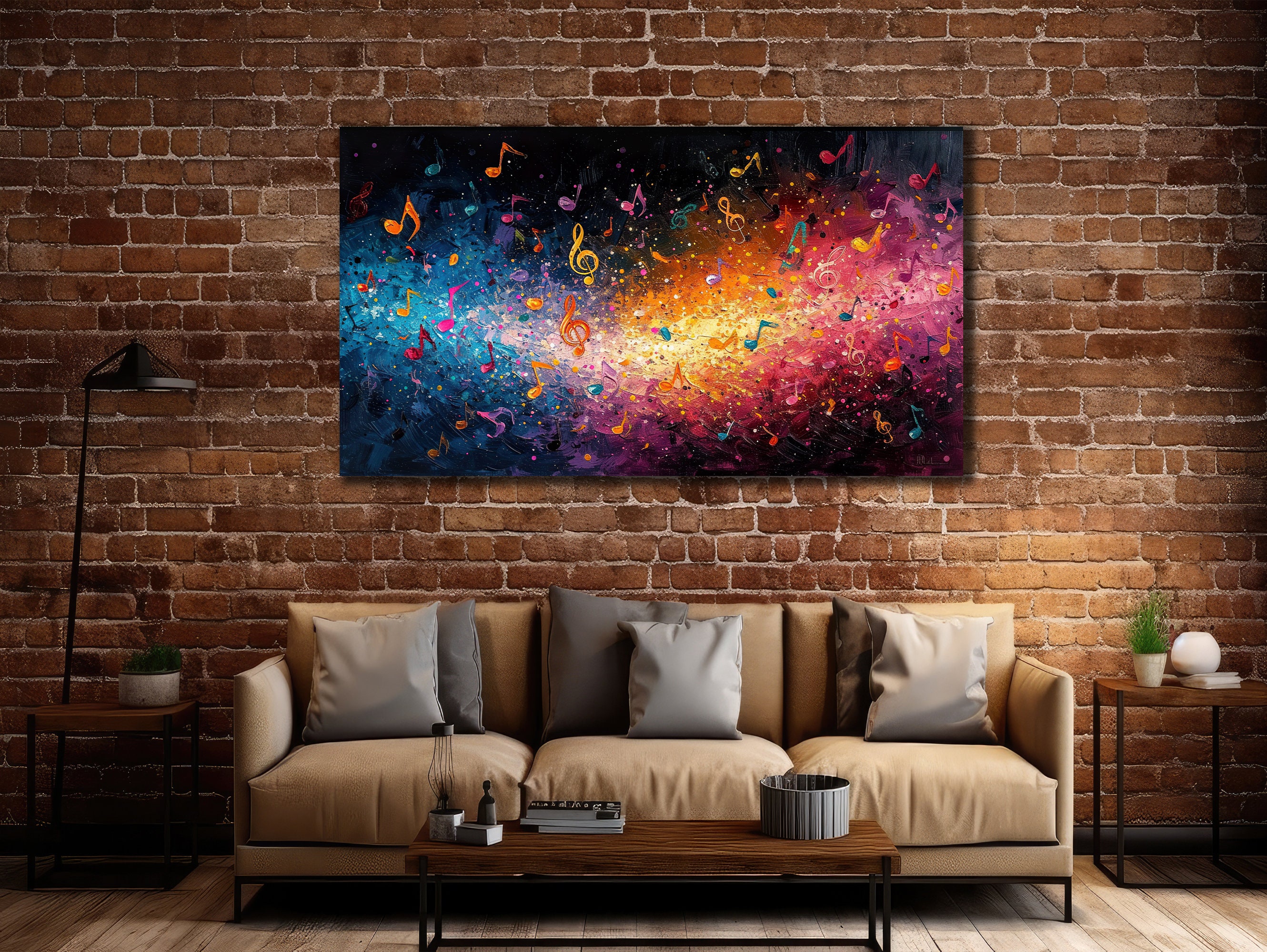 Music Note Abstract Art Canvas, Colorful Music Art, Grafitti Music Wall ...