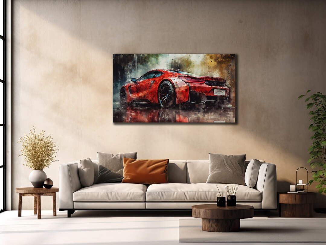 Colorful Sports Car Wall Print, Sport Car Canvas, Car Wall Decor ...