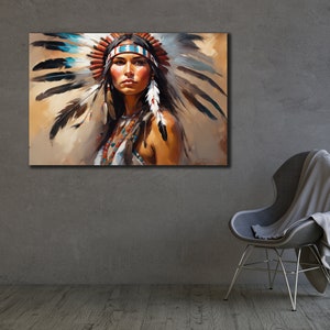 American Indian Woman Canvas, Native American Wall Art, Ethnic Prints ...