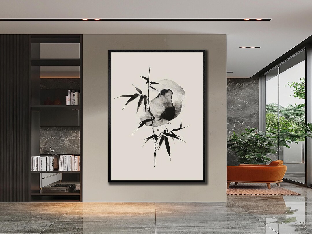 Zen Tree Painting on Canvas: Black&white Nature Print, Asian Home Decor ...