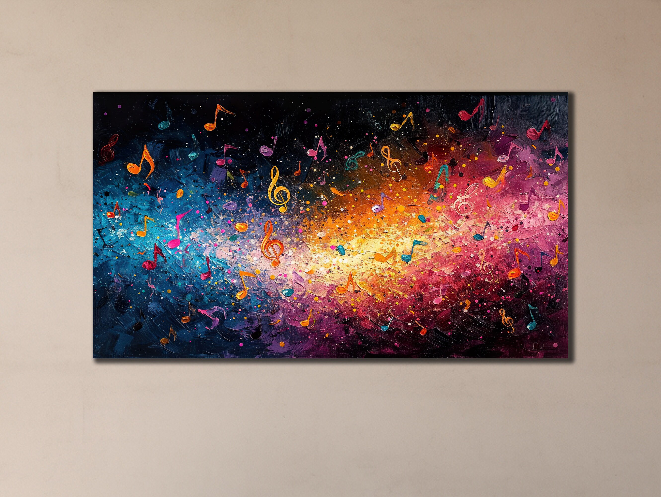 Music Note Abstract Art Canvas, Colorful Music Art, Grafitti Music Wall ...