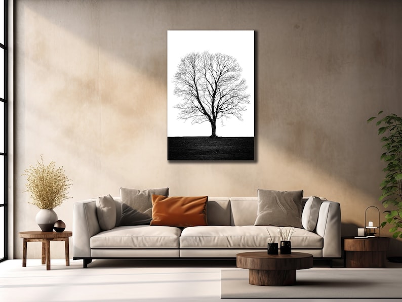 Black and White Tree Canvas, Nature Wall Art, Tree Landscape Poster ...