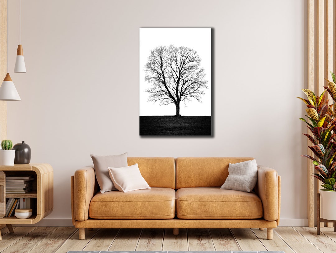 Black and White Tree Canvas, Nature Wall Art, Tree Landscape Poster ...