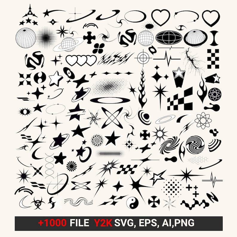 Atributos Y2K 1000 Archivo Svg, eps, Ai,png - Etsy México