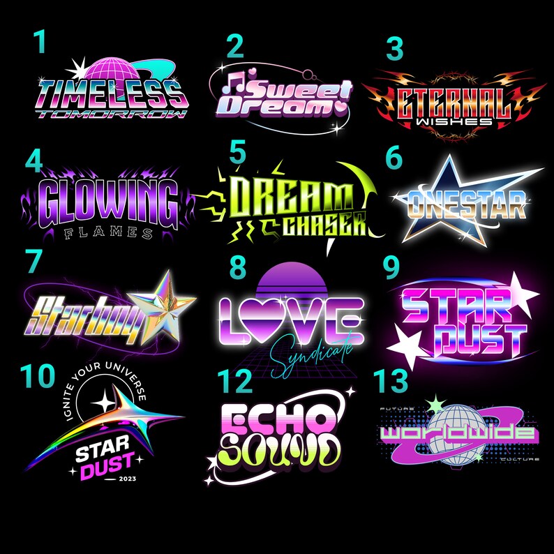 Y2K Logo, Neon Light, 80s Retro, Custom Logo Designs - Etsy