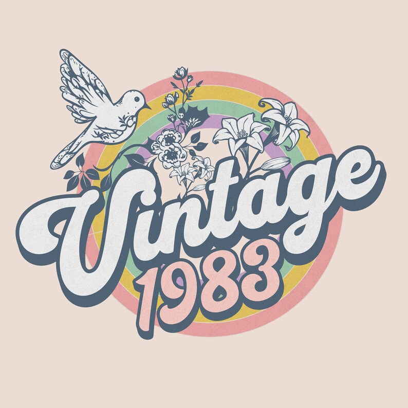 40th Birthday Png Vintage 1983 Png 40th Birthday Gift for - Etsy