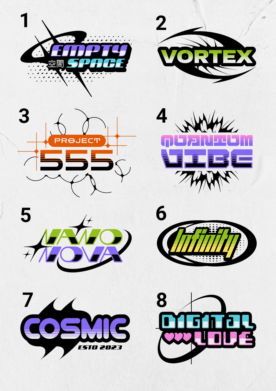 Colorful Y2K Logo Design, Custom Digital Y2K Logo - Etsy