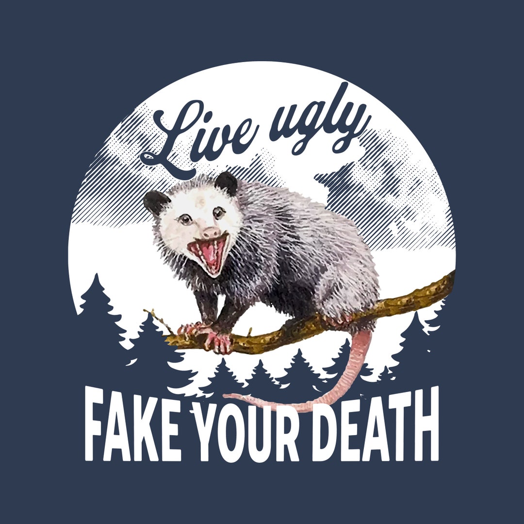 Opossum Live Ugly Fake Your Death Png, Vintage Funny Opossum With Moon ...