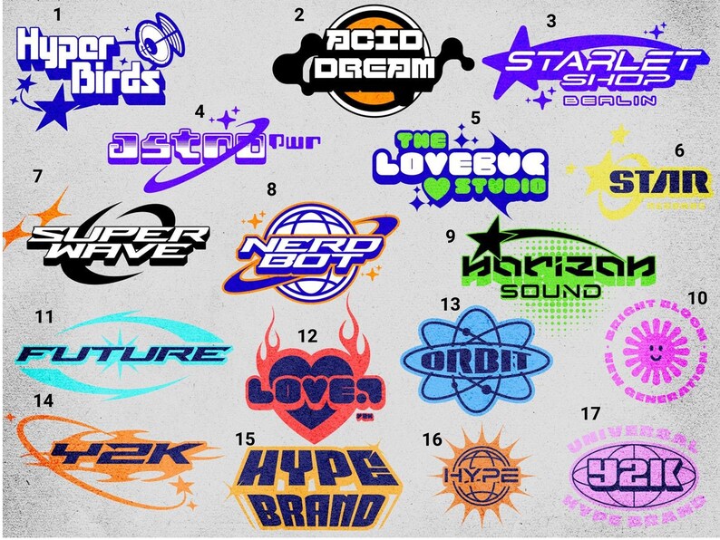 Custom Y2k Logo Design Templates, Custom Y2K Streetwear, 2000s, Retro ...