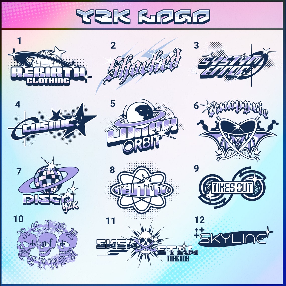 Custom Digital Y2K Logo, 2000s - Etsy