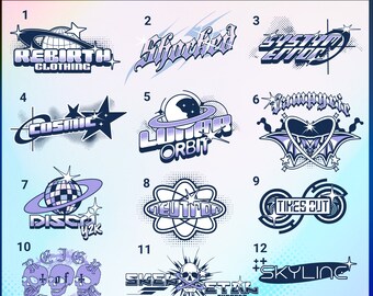 Custom Digital Y2K Logo, 2000s - Etsy